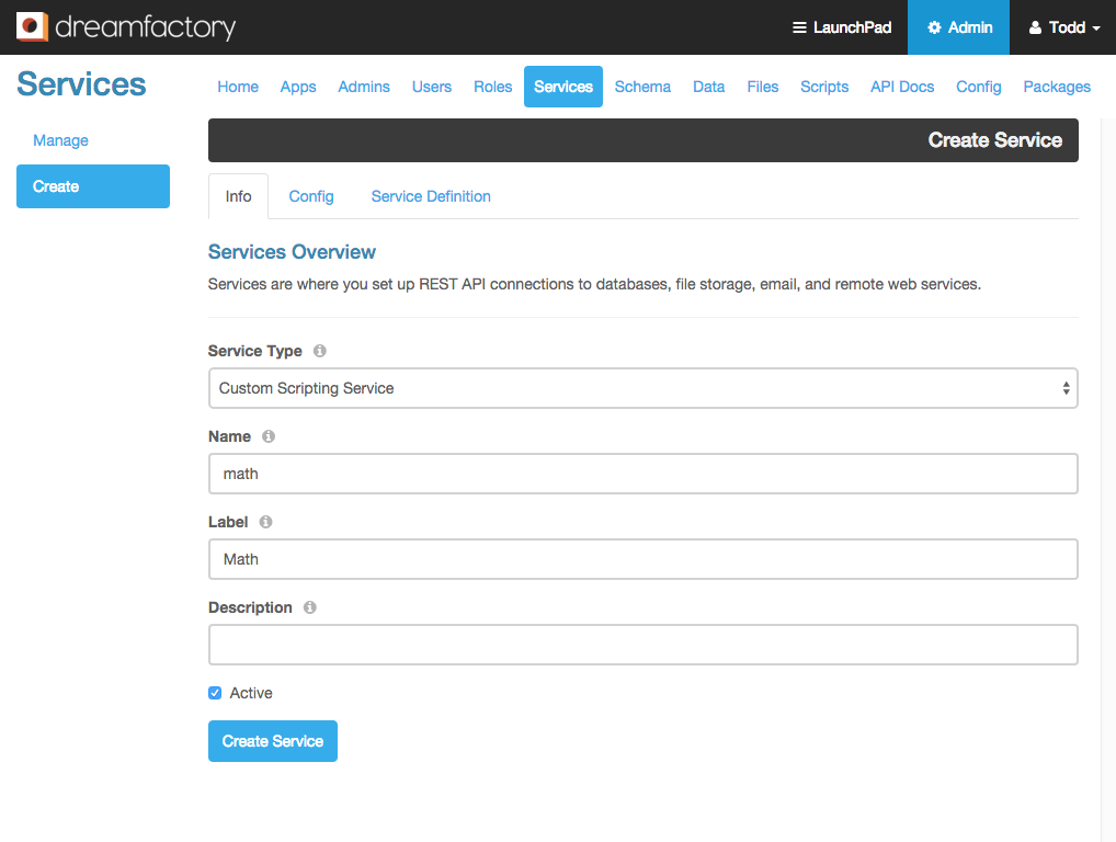 DreamFactory 2.1 lets you put some Swagger in your custom scripting services